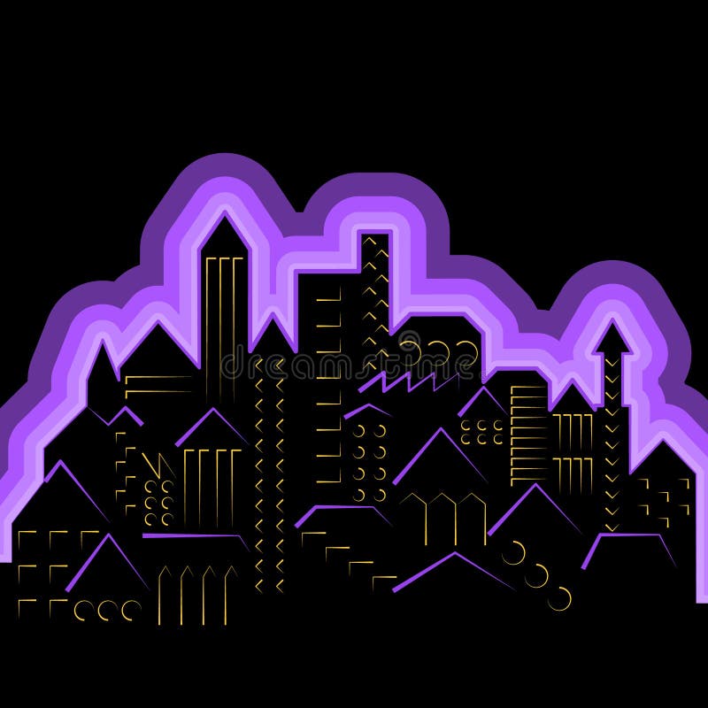 Stylized Neon City stock vector. Illustration of shining - 112732743