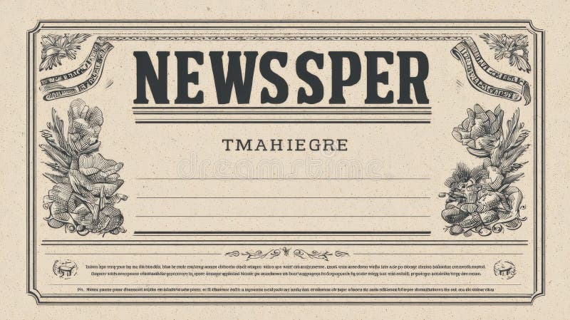 Stylized Newspaper Headline Template with Blank Space for Customizable ...