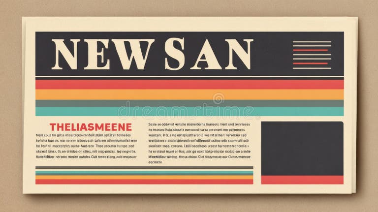 Stylized Newspaper Layout with Placeholder for Message and Colorful ...
