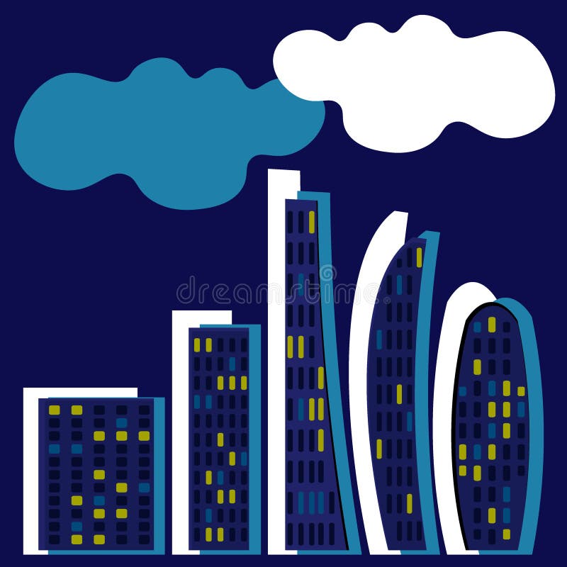 A Stylized Night City - Graphics. Megalopolis, Modern Architecture ...