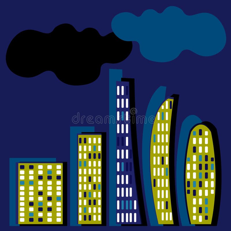A Stylized Night City - Graphics. Megalopolis, Modern Architecture ...
