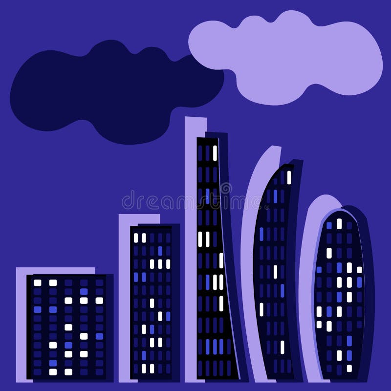 A Stylized Night City - Graphics. Megalopolis, Modern Architecture ...
