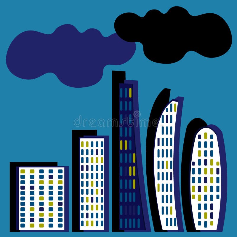 A Stylized Night City - Graphics. Megalopolis, Modern Architecture ...