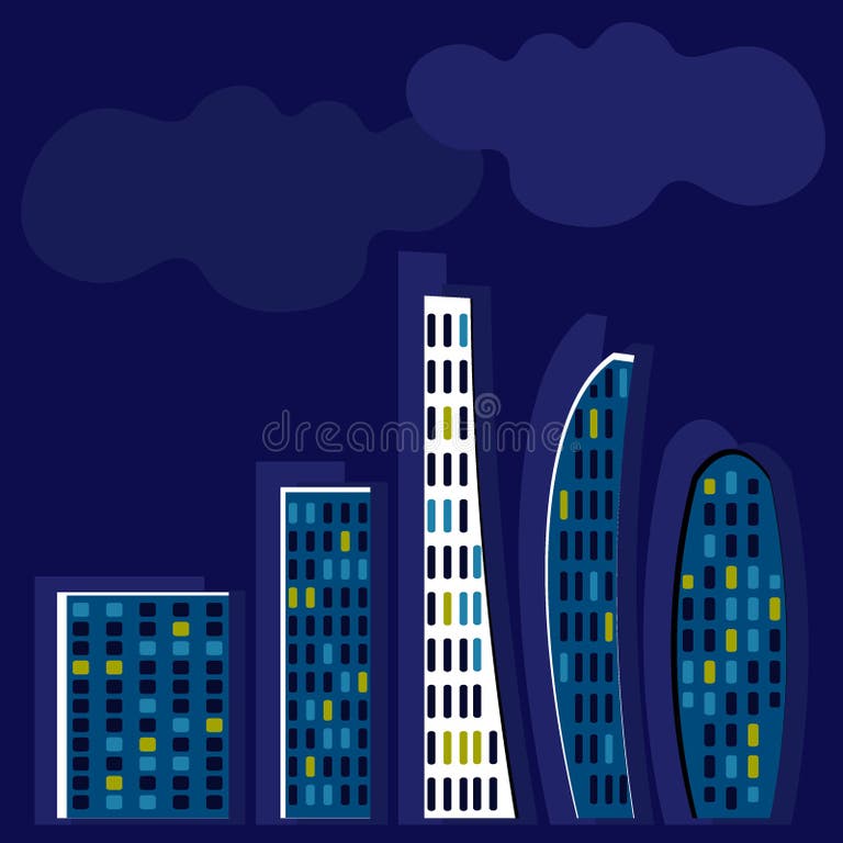 A Stylized Night City - Graphics. Megalopolis, Modern Architecture ...