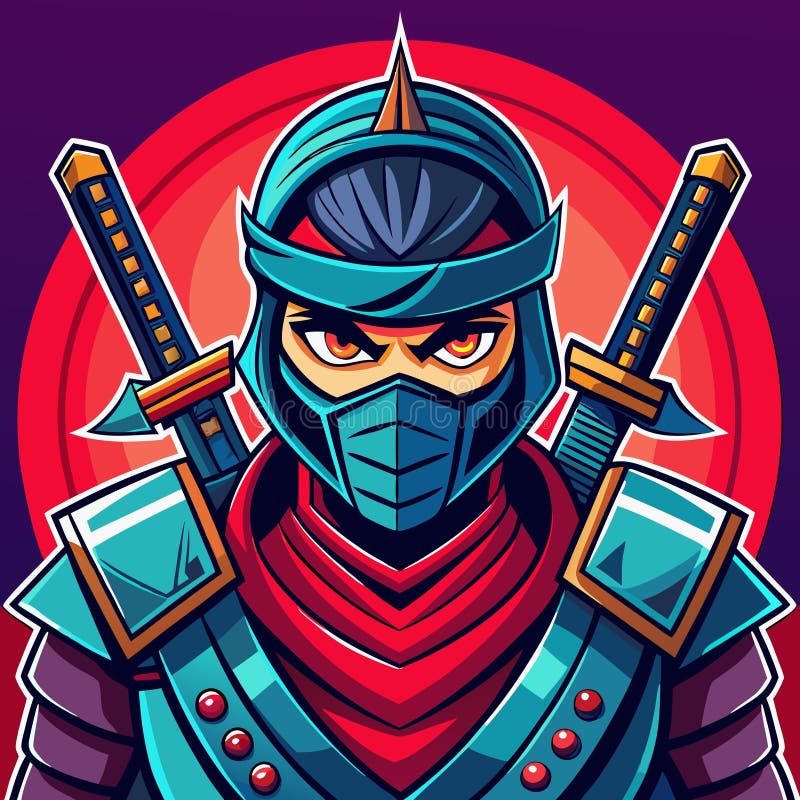 Stylized Ninja with Katana Vector Art Stock Vector - Illustration of ...