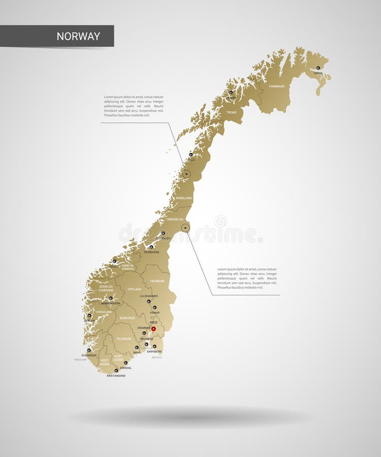 Stylized Norway Map Vector Illustration. Stock Vector - Illustration of ...
