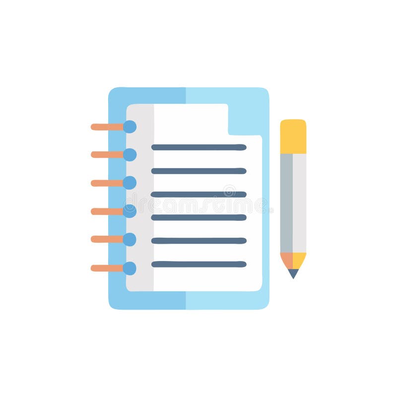 Stylized Notepad with Lines and Pencil, Flat Style Design Stock Image ...