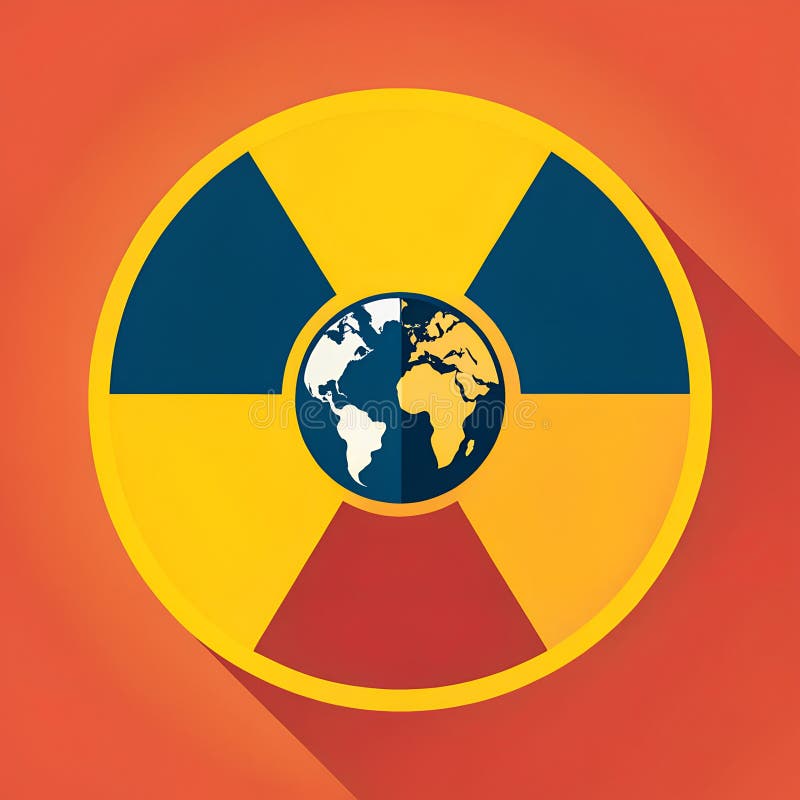 Nuclear Symbol on a Red Background Stock Illustration - Illustration of ...