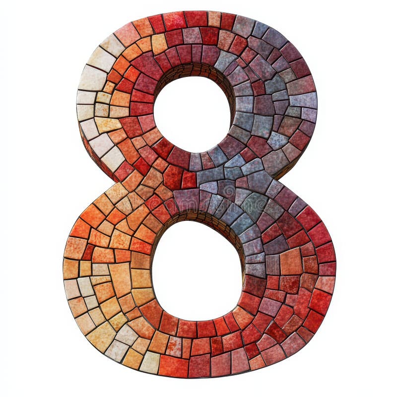 A Stylized Number 8 Composed of Colorful Mosaic Tiles Stock ...