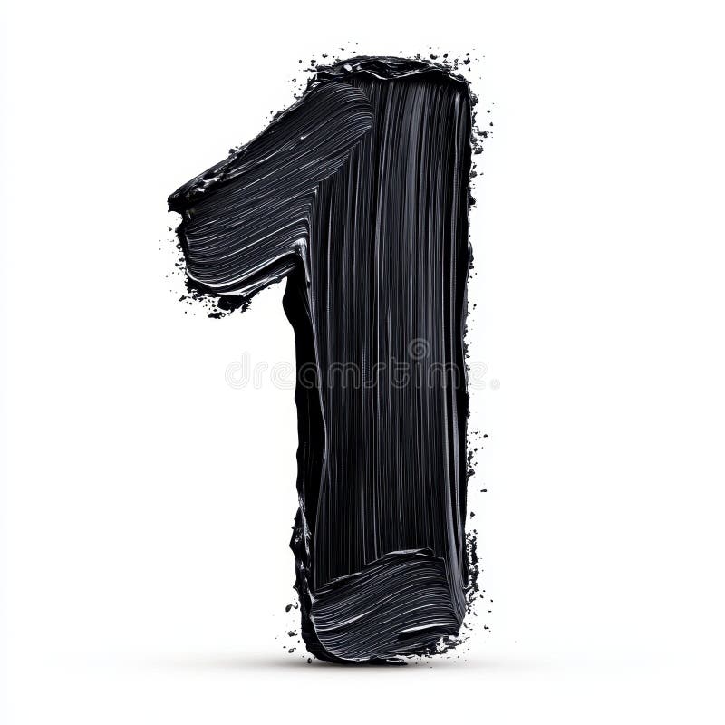 A Stylized Number "1" Created with a Textured Black Brushstroke Effect ...
