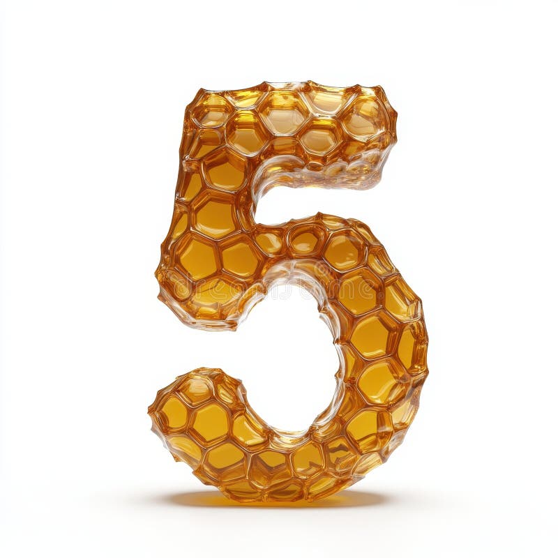 A Stylized Number Five Made of Honeycomb Texture, Showcasing a Vibrant ...