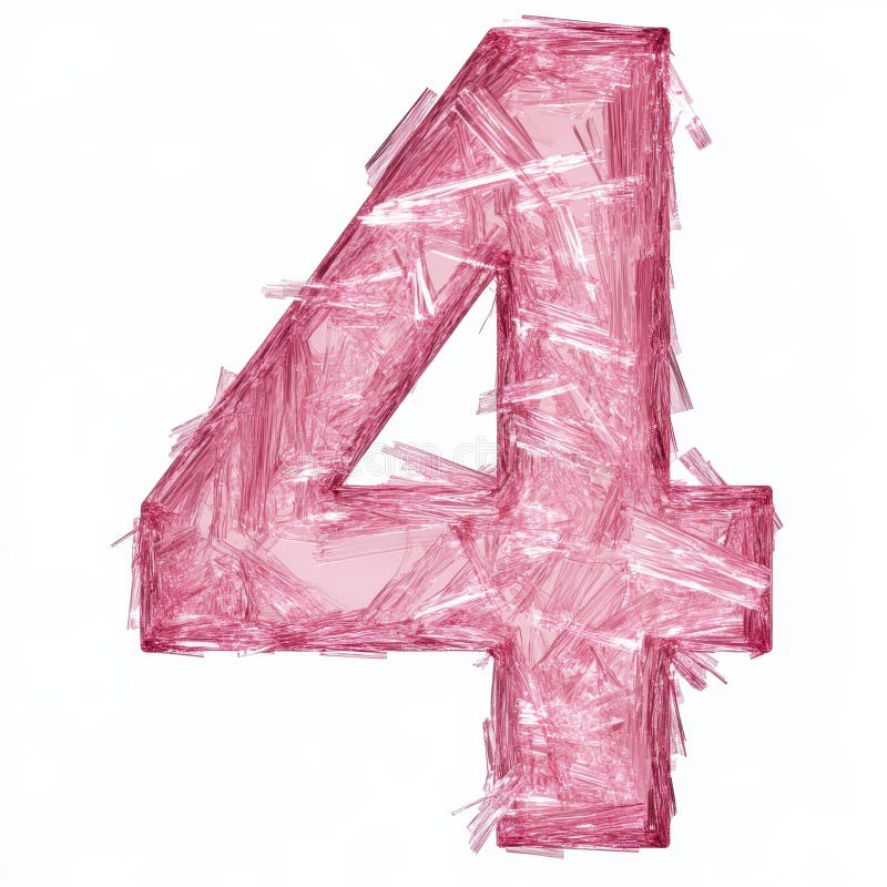 A Stylized Number Four in a Pink, Textured Design, Suitable for Graphic ...