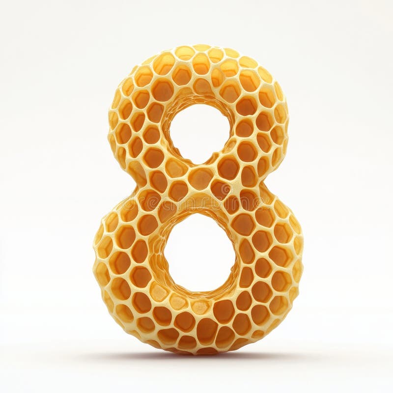 A Stylized Number 8 Made of Honeycomb, Showcasing Texture and Design ...