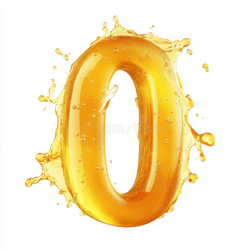 A Stylized Number "0" Made of Liquid, Surrounded by Splashes, Conveying ...