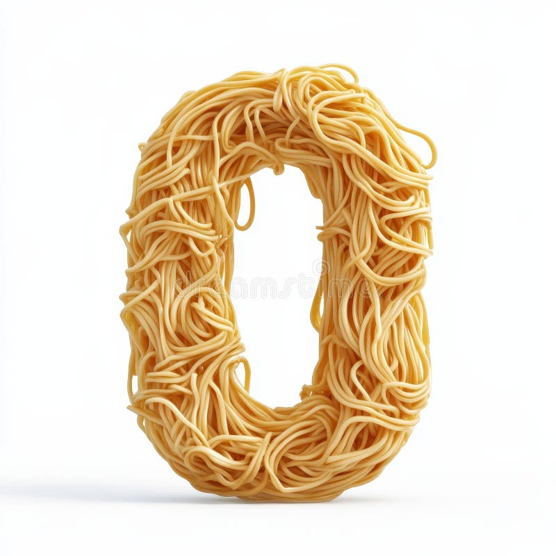 A Stylized Number "0" Made of Spaghetti Noodles, Emphasizing Food ...