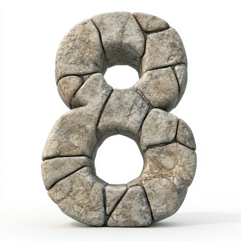 A Stylized Number 8 Made of Textured Stone, Emphasizing a Natural and ...