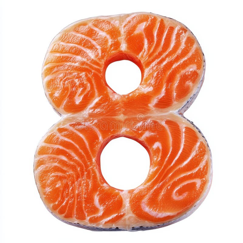 A Stylized Number 8 Made To Resemble a Piece of Salmon Sashimi Stock ...