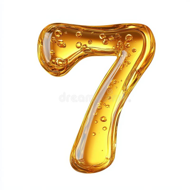 A Stylized Number 7 Made of Transparent Liquid with Bubbles, Resembling ...