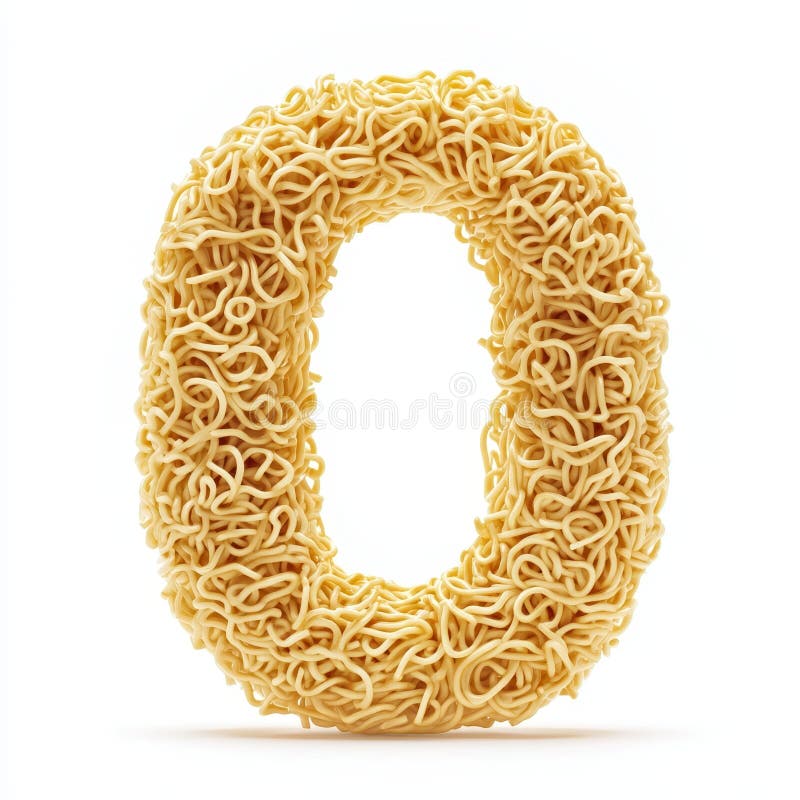 A Stylized Number "0" Made of Yellow Noodle-like Strands Stock ...