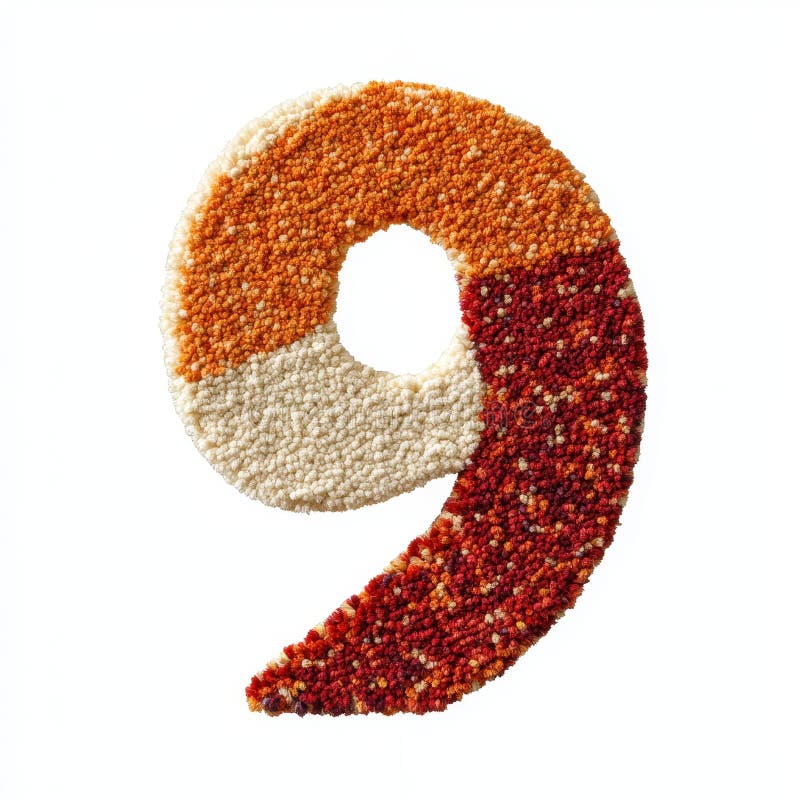 A Stylized Number Nine Made from Colorful Grains and Spices Stock ...