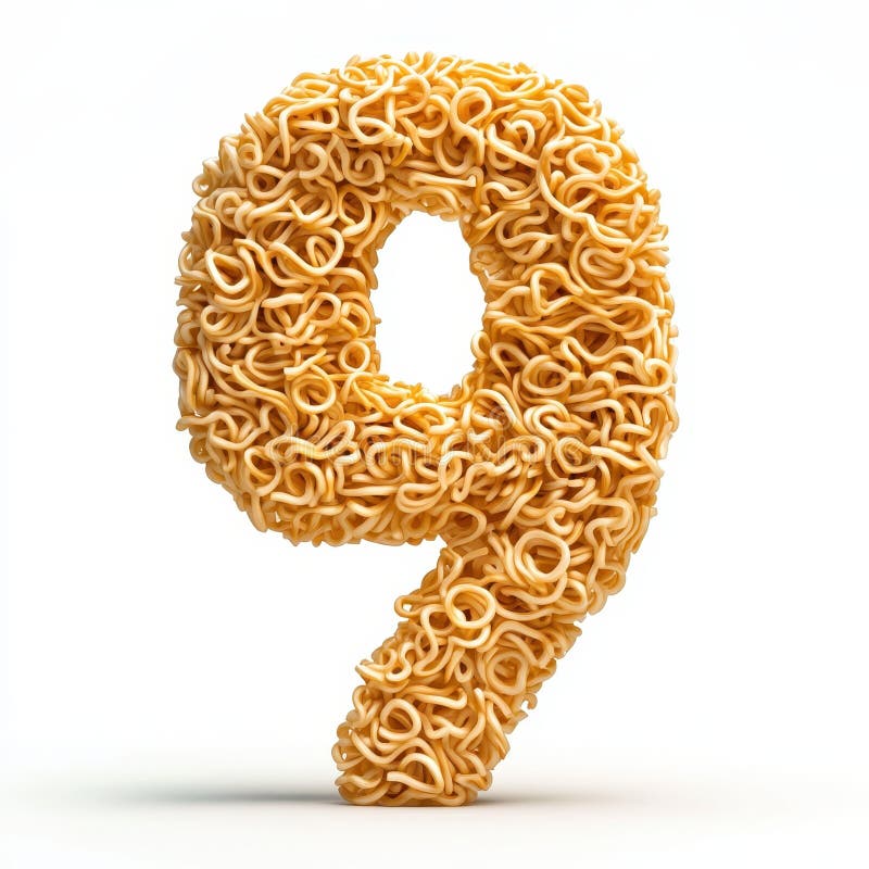 A Stylized Number Nine Made of Noodles, Creating a Playful and ...