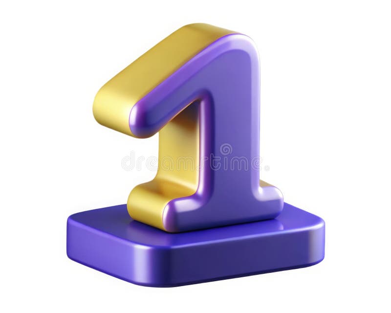 Stylized Number One on a Blue Base, 3D Rendering. Ideal for Top ...