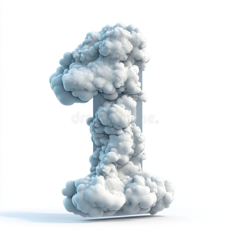 A Stylized Number One Made of Fluffy Clouds, Symbolizing Softness and ...