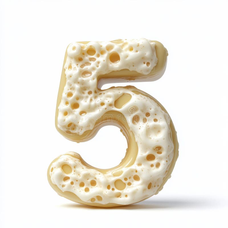 A Stylized Number 5 Resembling Cheese with Holes, Designed for ...