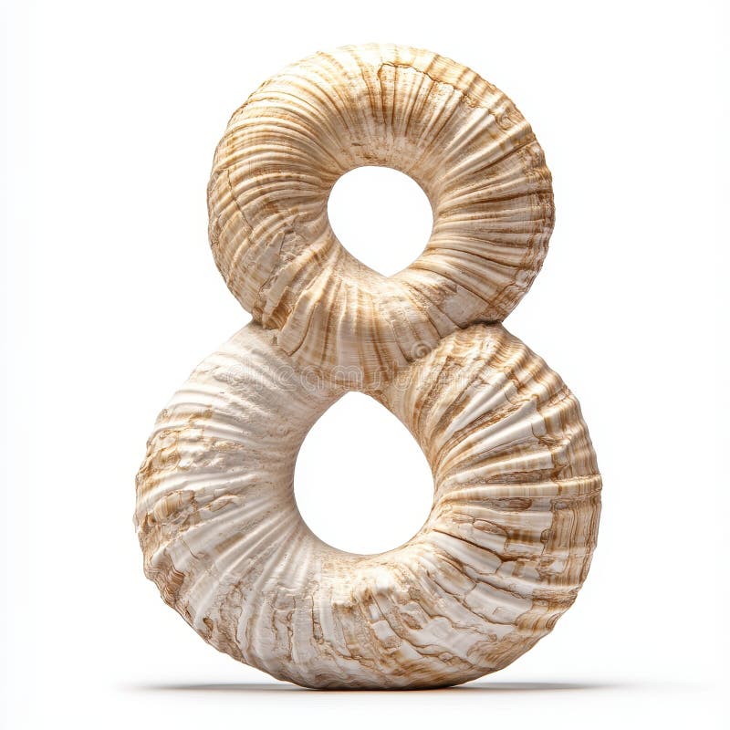 A Stylized Number 8 Resembling a Shell, Showcasing Unique Textures and ...