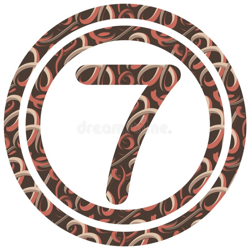 Stylized Number Seven Design on Textile Pattern for Creative Packaging ...