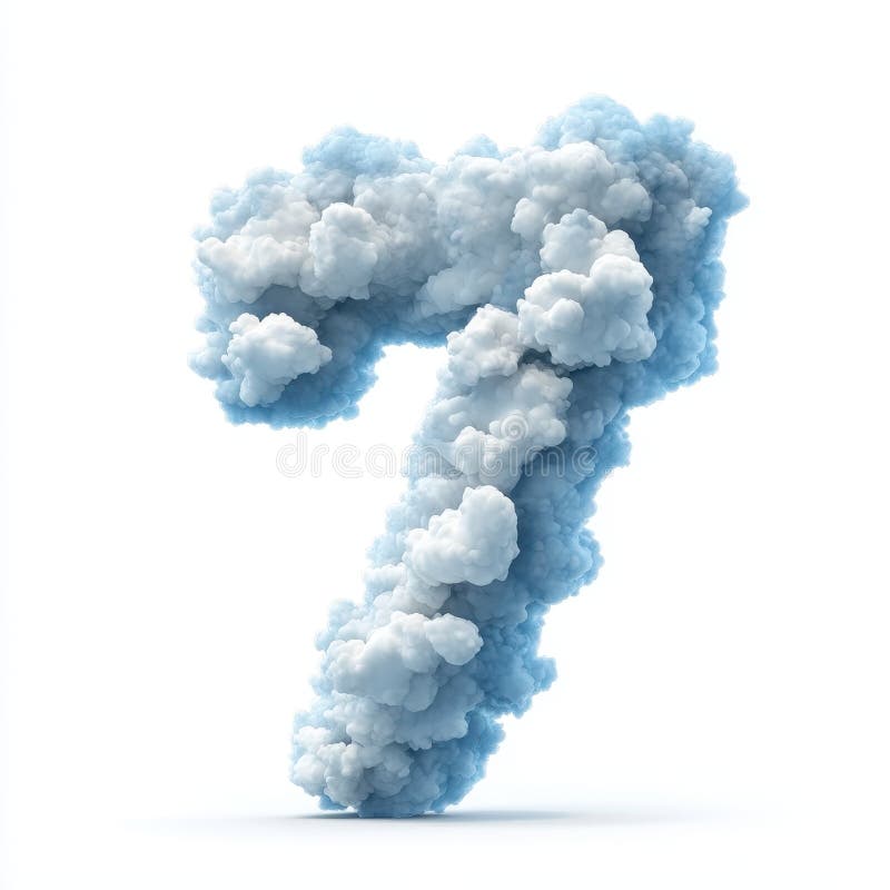 A Stylized Number Seven Formed from Fluffy Clouds, Creating a Whimsical ...