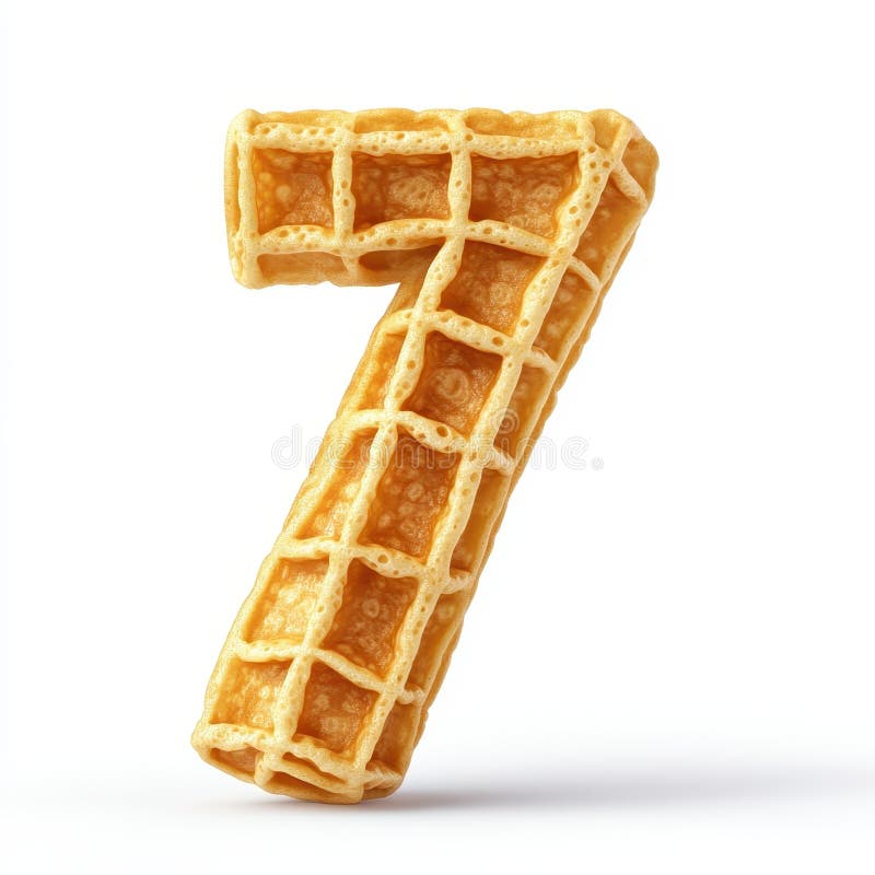 A Stylized Number Seven Made of Waffle Texture, Emphasizing a Playful ...