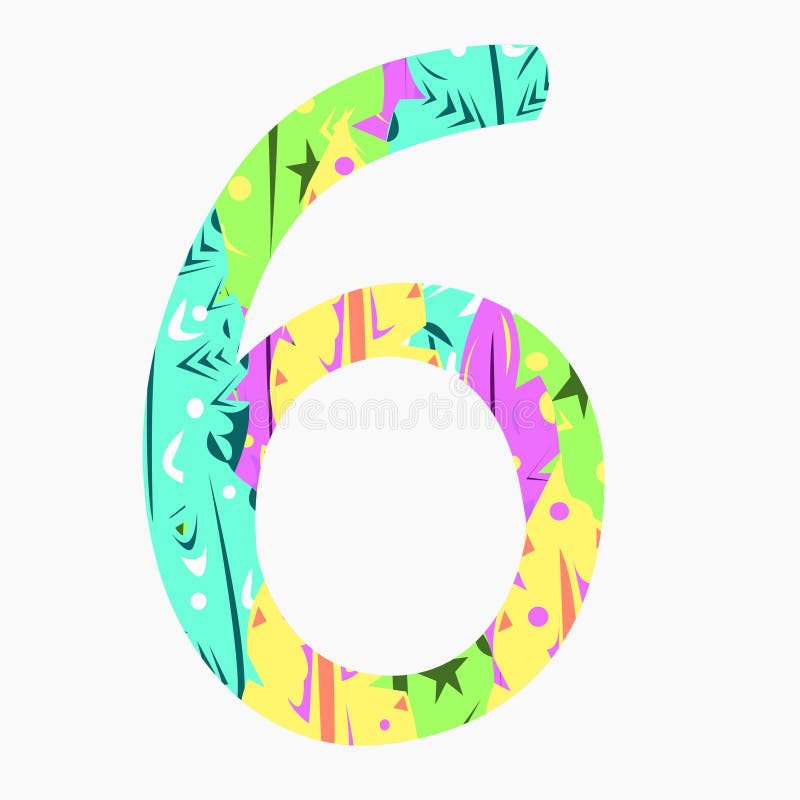 Stylized Number Six with an Abstract Pattern Stock Vector ...
