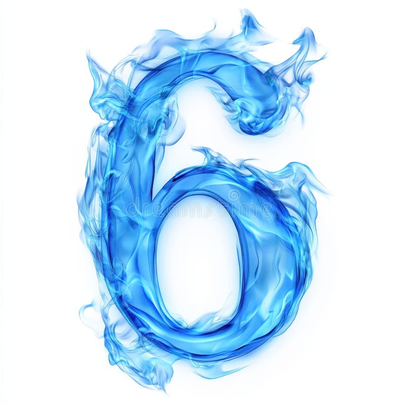 A Stylized Number Six Formed from Blue, Fluid-like Shapes Resembling ...