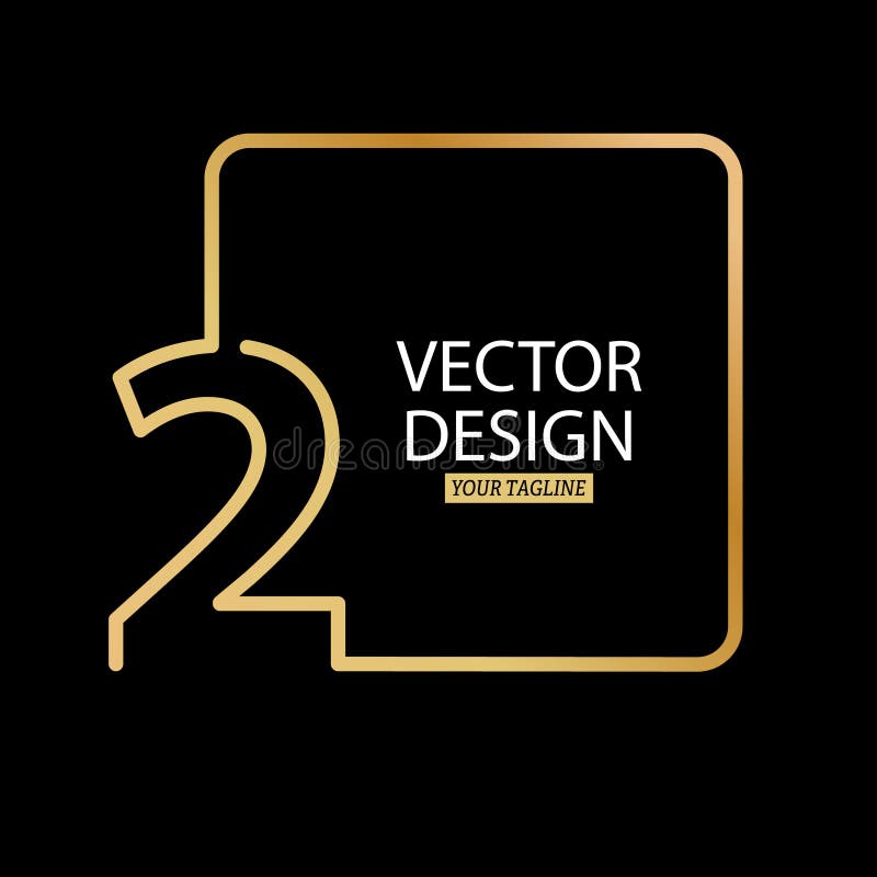 Stylized Number 2 with a Square Border. Vector Template for Logo, Label ...