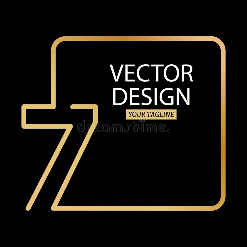 Stylized Number 7 with a Square Border. Vector Template for Logo, Label ...
