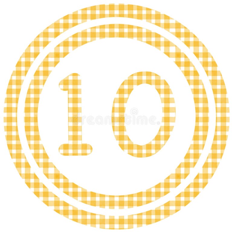 Stylized Number Ten Design Featuring Vibrant Yellow Gingham Pattern for ...