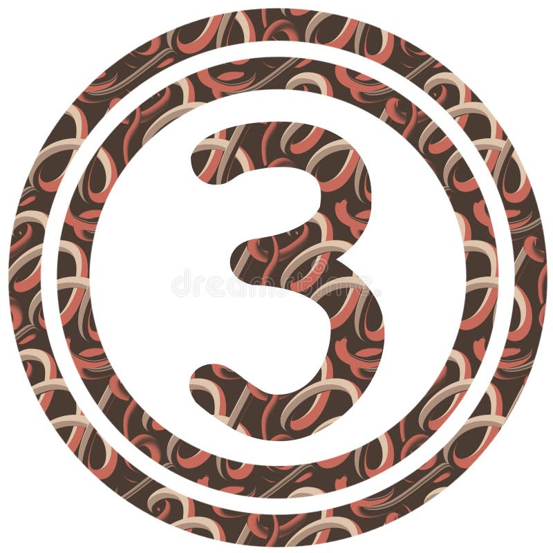 Stylized Number Three Design on Textile Inspired Wrapping Paper Stock ...