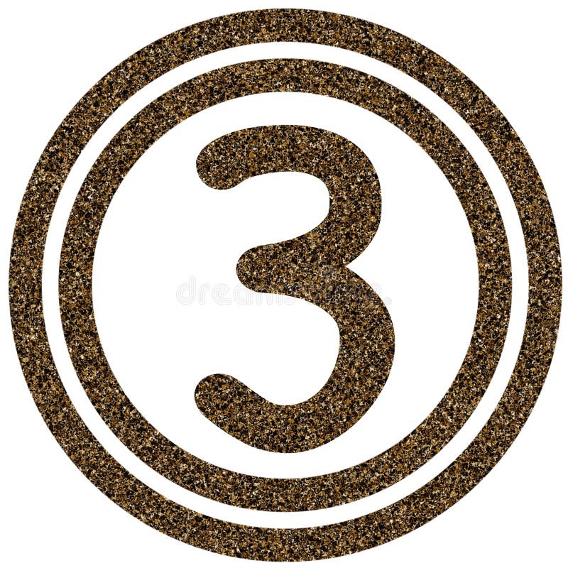 Stylized Number Three Designed with a Glittery Texture for Textile ...