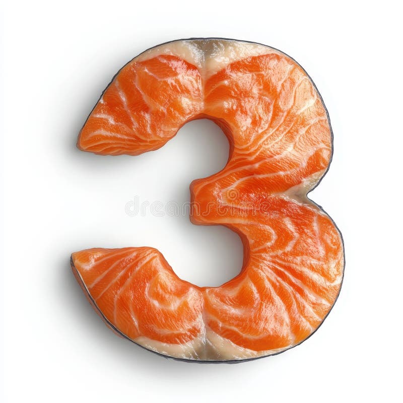 A Stylized Number Three Made from Salmon Sashimi, Showcasing Food Art ...