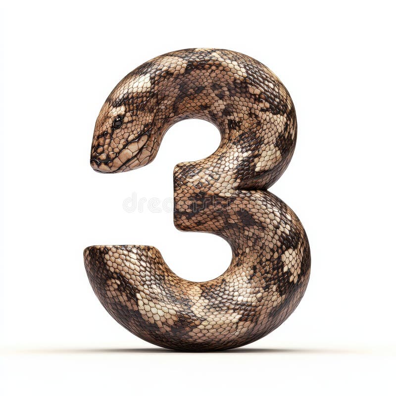 A Stylized Number Three Resembling a Snake, Showcasing a Unique Design ...