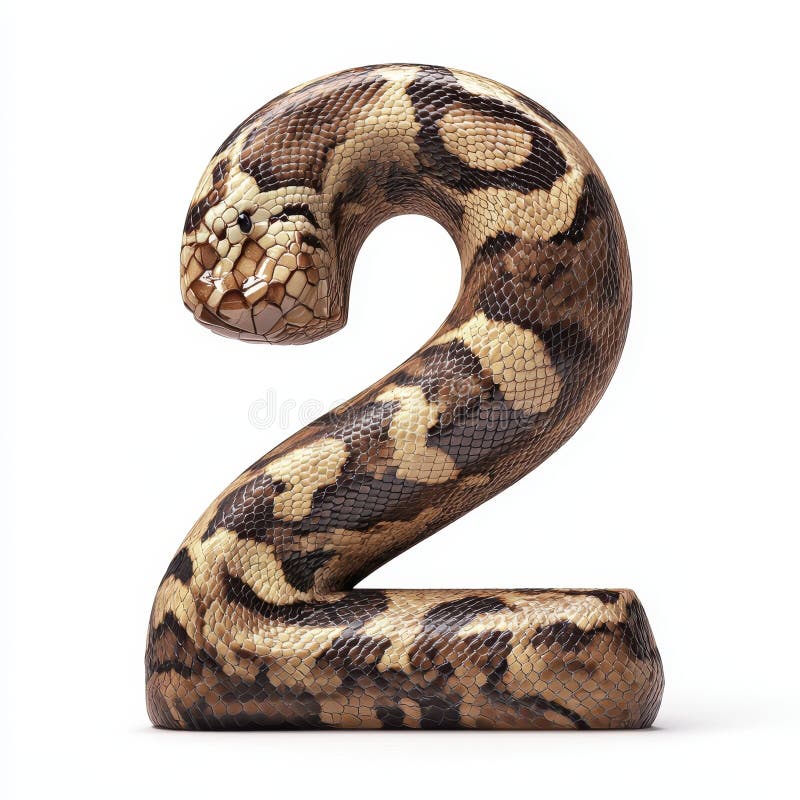 A Stylized Number Two Shaped Like a Snake, Showcasing Its Scales and ...