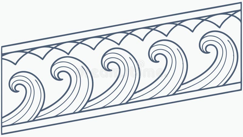 Stylized Ocean Wave Pattern Border Vector. Sea Water Swirl, Vector ...