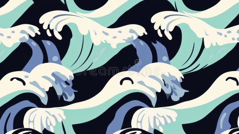 Stylized Ocean Wave Pattern Stock Illustration - Illustration of dark ...
