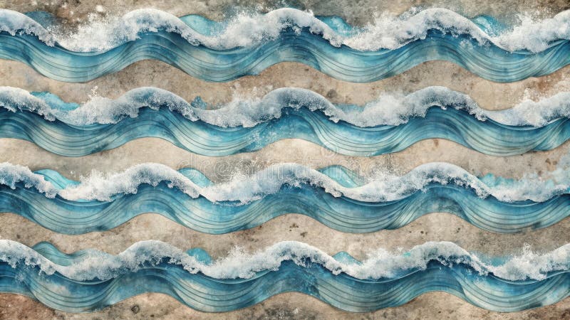 Stylized Ocean Waves Seamless Pattern Beach Theme Design for Fabric ...