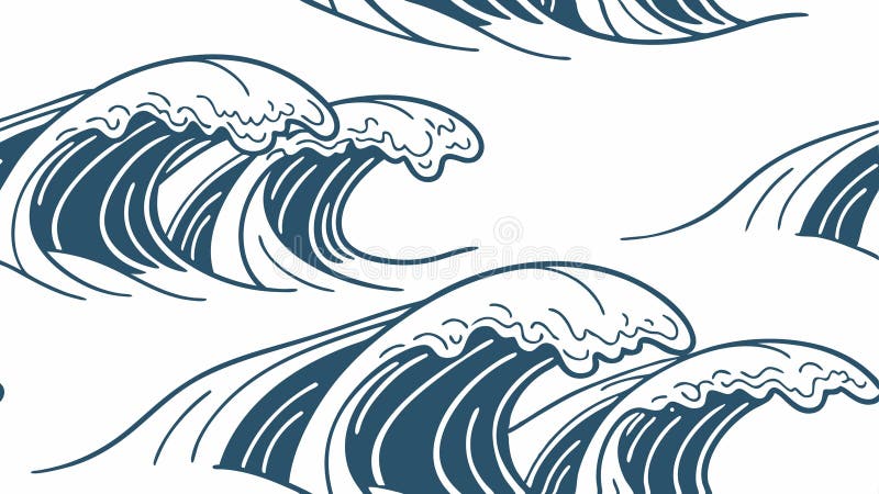 Stylized Ocean Waves Vector Illustration Pattern, Vector Design ...
