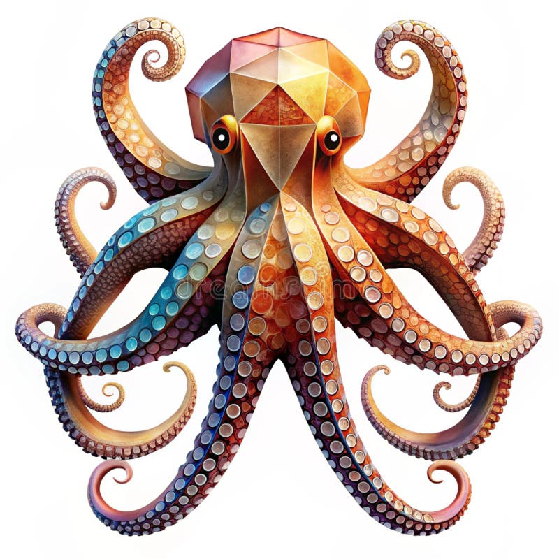 Geometric Abstract Octopus stock illustration. Illustration of angular ...
