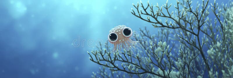 Stylized Octopus in Underwater Flora Stock Illustration - Illustration ...