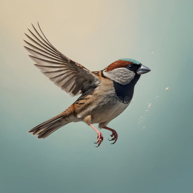 Stylized Old World Sparrow in Flight with Bold Lines Stock Illustration ...