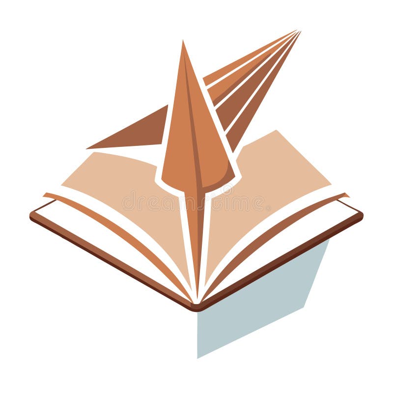 Stylized Open Book with Abstract Arrow or Spear Design, Knowledge ...